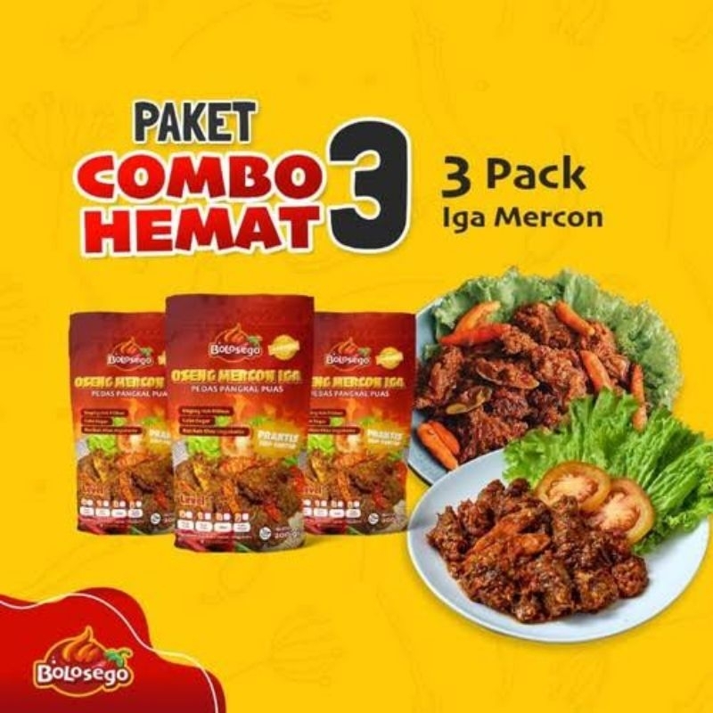 Jual Paket Combo Hemat 3 (3 pack Oseng Mercon Iga ) @200gram Bolo Sego ...