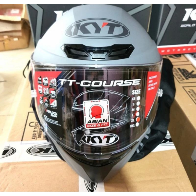 Jual KYT TT Course Solid Gorilla Grey Doff Original | Helm Full Face ...