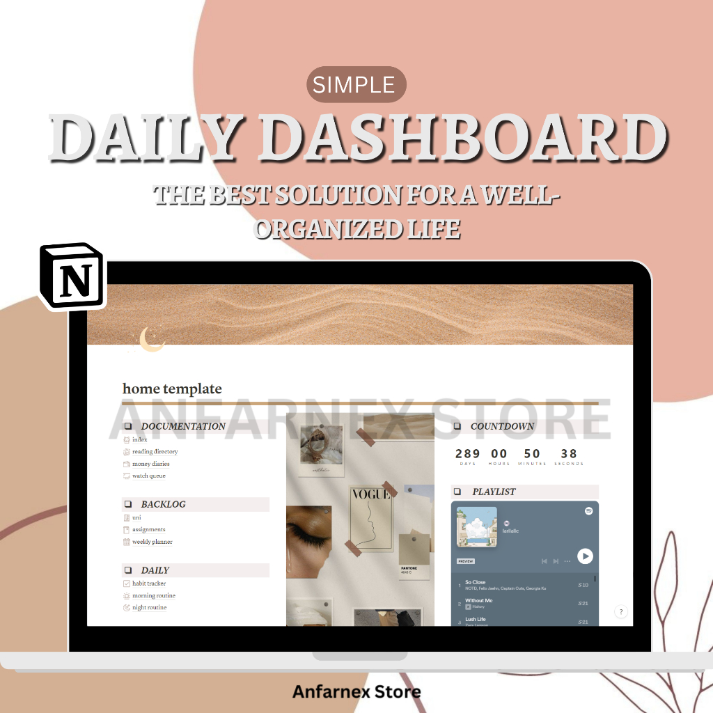 Jual Daily Dashboard Notion Template | Weekly Planner, Habit Tracker ...
