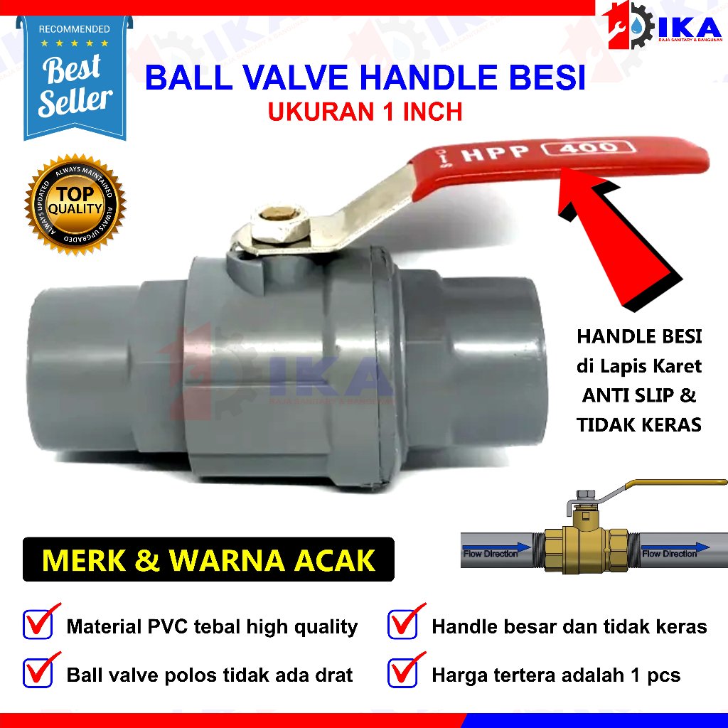 Jual BALLVALVE BALL VALVE 1 " GAGANG BESI / Stop Kran Pipa Ballvalve PVC 1” HPP / Stop Keran 1/2 ...