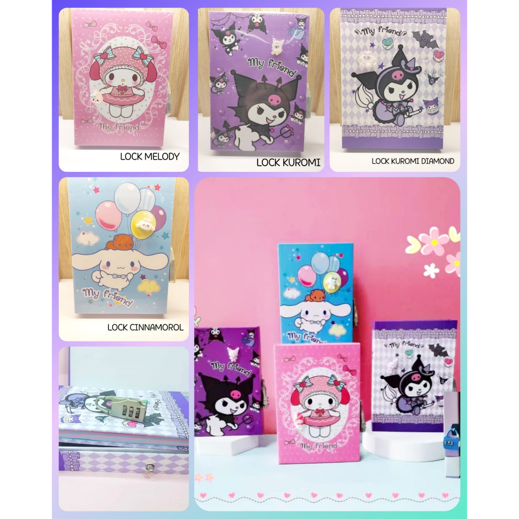 Jual GW - DIARY LOCK SANRIO CINAMMOROL | DIARY KUNCI SANRIO KUROMI | NOTEBOOK KUNCI MY MELODY ...