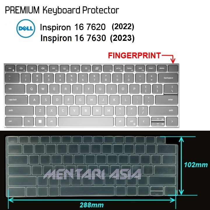 Jual Keyboard Protector DELL Inspiron 16-7620 7630 Fingerprint - CLEAR ...