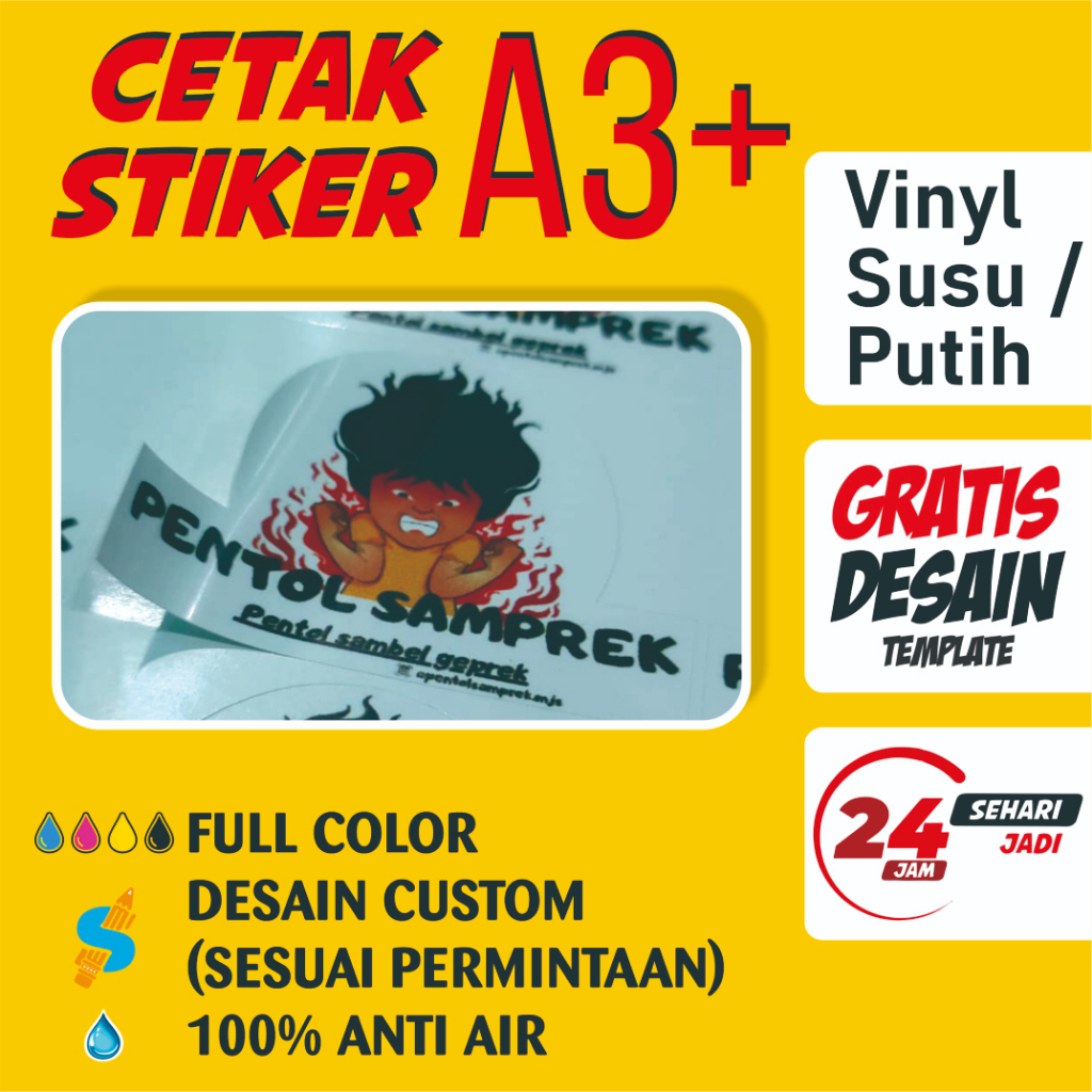 Jual CETAK STIKER ANTI AIR VINYL PUTIH/SUSU A3+ LABEL FROZEN FOOD ...