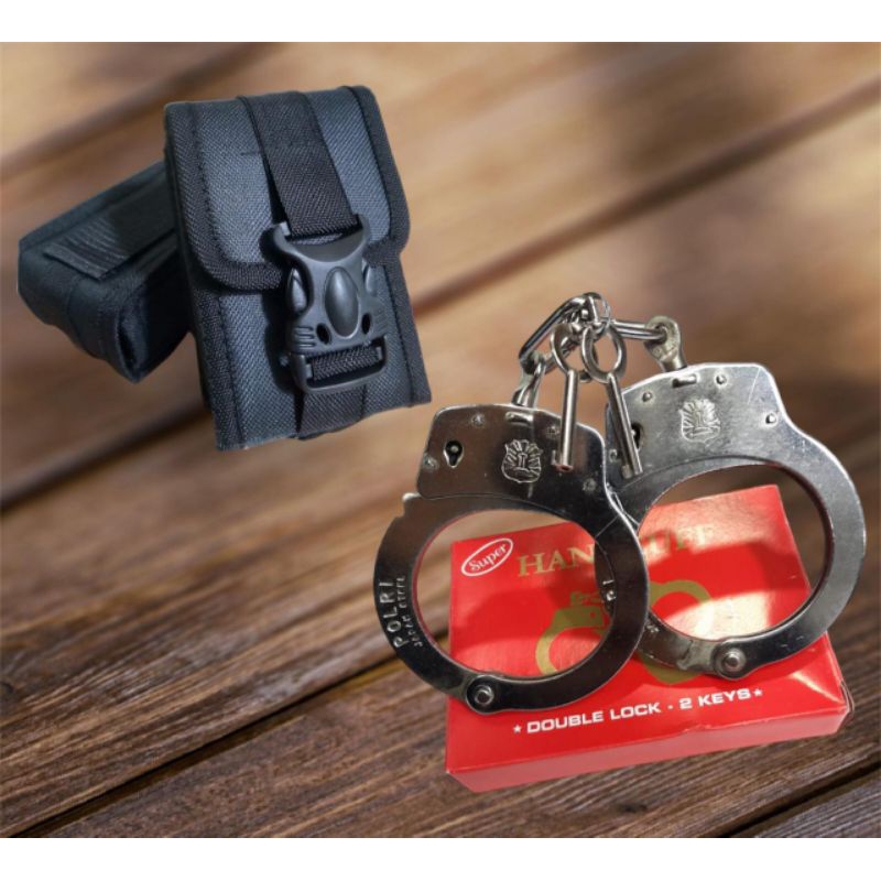 Jual paket set borgol+kotak tempat borgol satpam security | Shopee ...