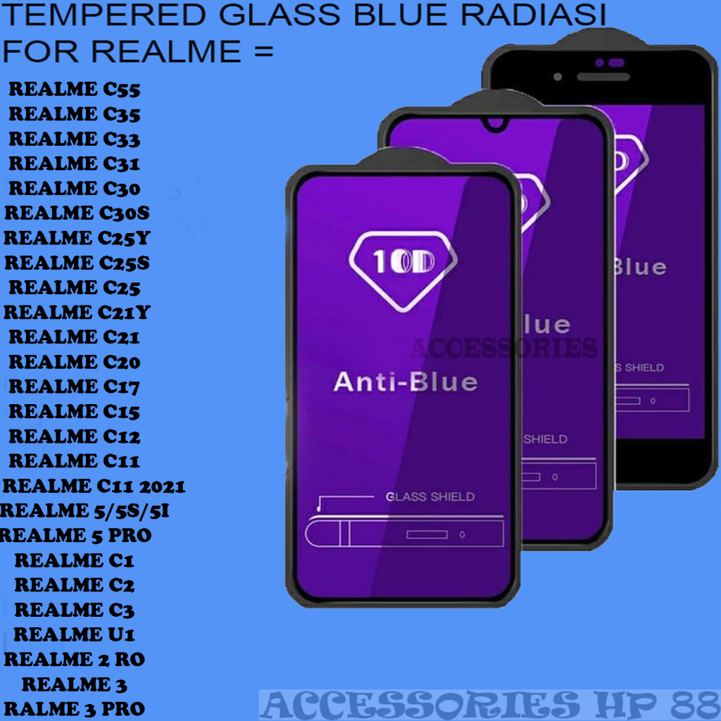 Jual Tempered Glass 10D BLUERAY Tipe REALME C55/C35/C33/C31/C30/C30S/C25Y/C25S/C25/C21Y/C21/C20 ...
