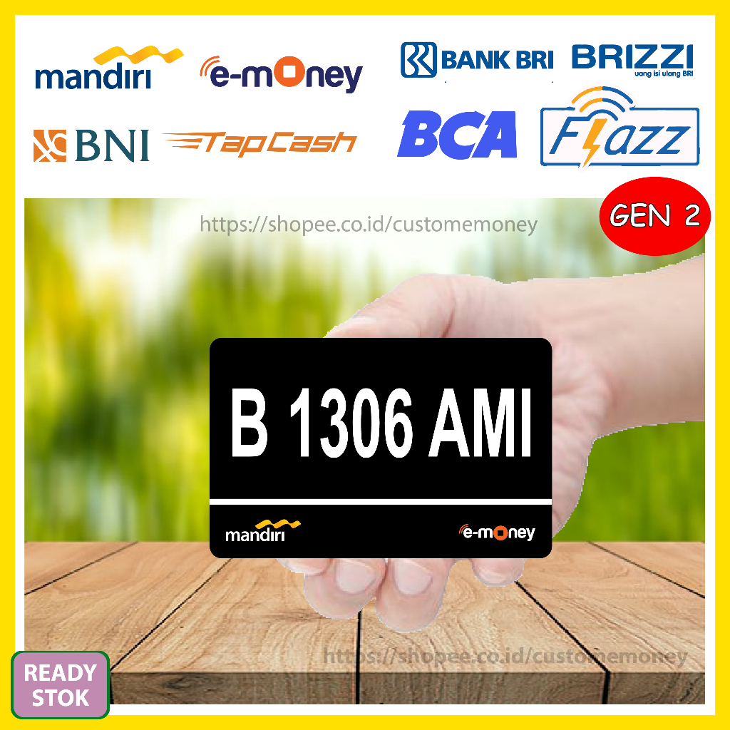Jual KARTU EMONEY DESIGN CUSTOM PLAT HITAM KARTU ETOLL E-MONEY MANDIRI ...