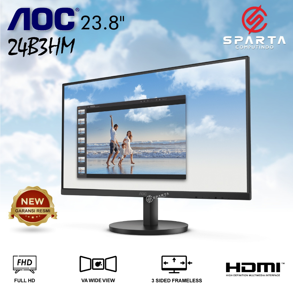 Jual Monitor AOC 24B3HM 24" VA 1080p 75Hz VGA HDMI New Garansi Resmi ...