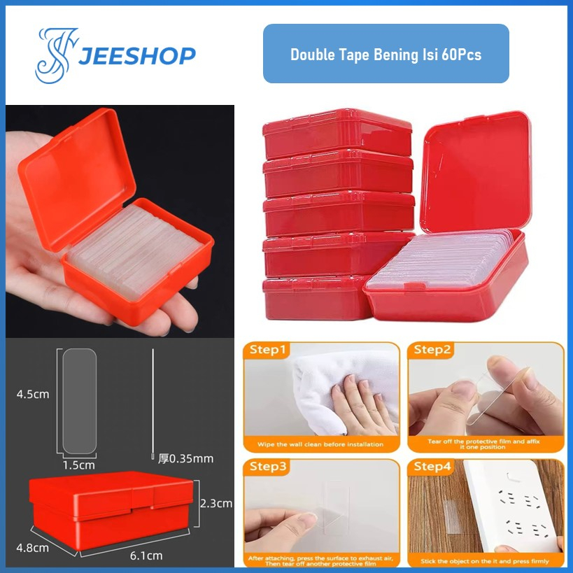 Jual Double Tape Isi 60Pcs Box Mini Selotip Transparan Bening Ajaib 2 ...