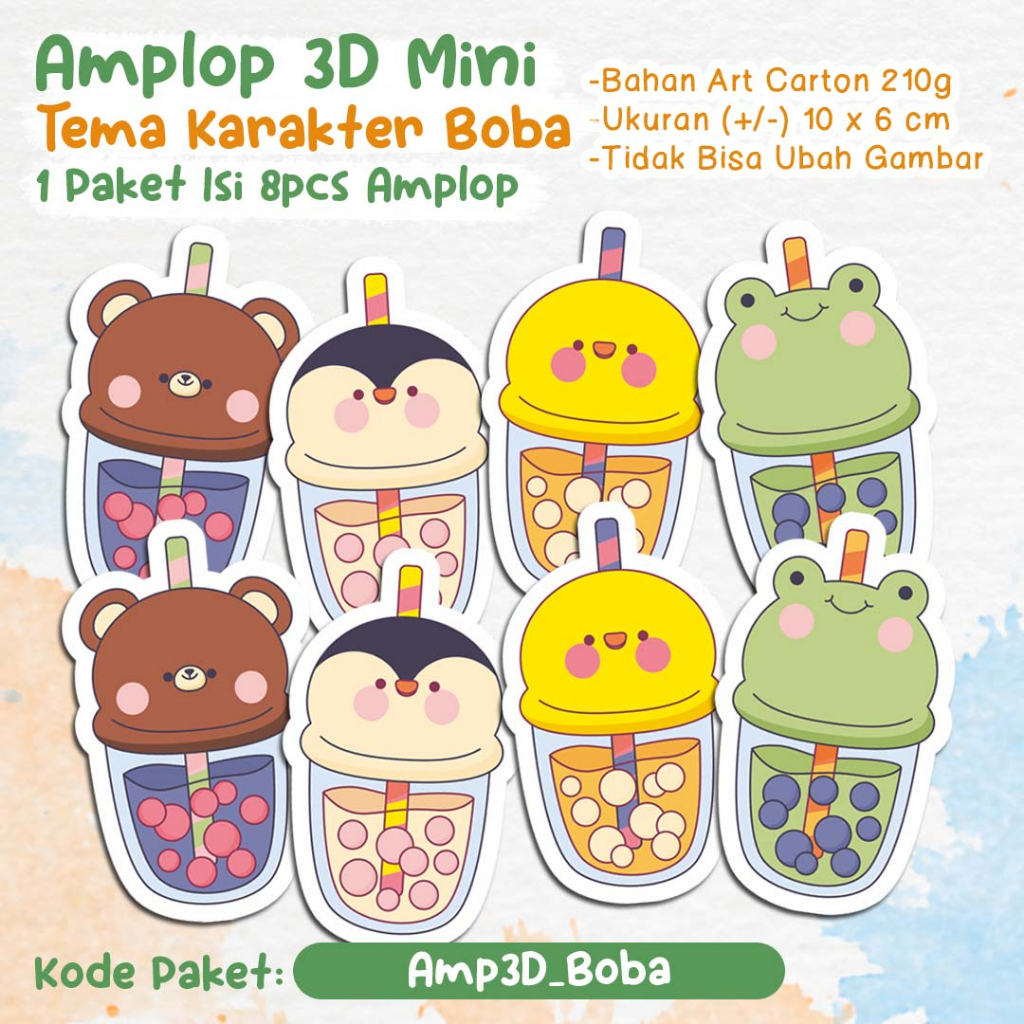 Jual PAKET AMPLOP 3D UKURAN MINI - Tema Karakter Boba Lucu Imut - [1 ...
