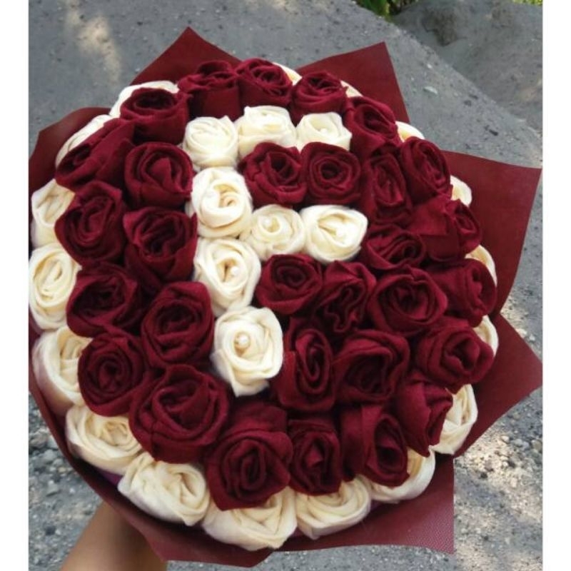 Jual buket bunga kain flanel huruf ukuran besar ulang tahun wisuda ...