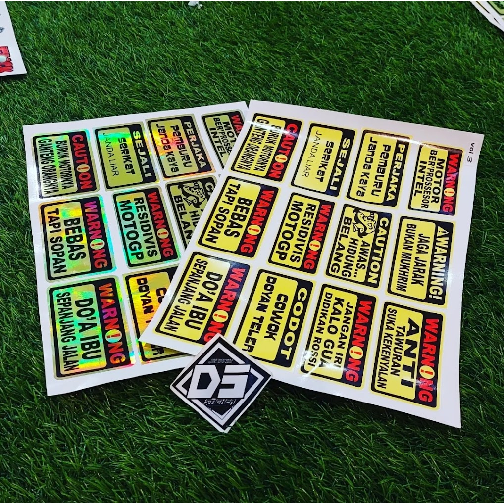 Jual Vol 3 Stiker Paket Kata Kata Caution Warning Sticker Pack Vinyl Hologram | Shopee Indonesia
