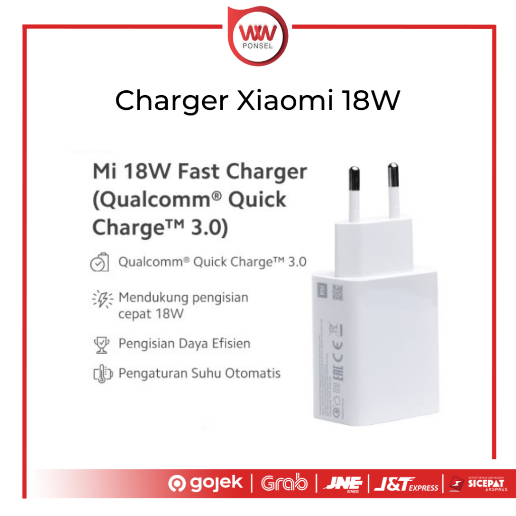 Jual Charger Handphone Xiaomi 18W dilengkapi dengan kabel Micro atau ...