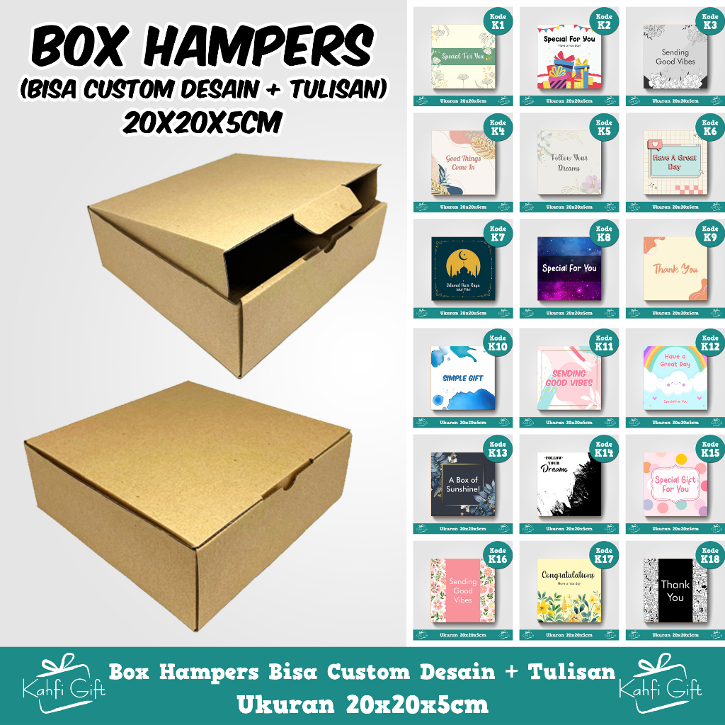 Jual Custom Box Hampers Hadiah Gift Box Kardus 20x20x5 cm | Shopee ...