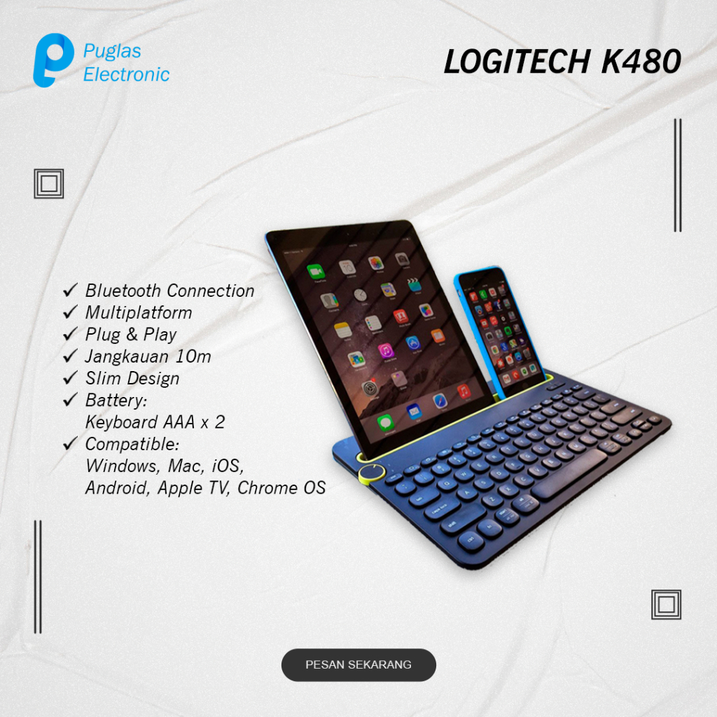 Jual Keyboard Bluetooth Logitech K480 Komputer PC Laptop Notebook HP ...