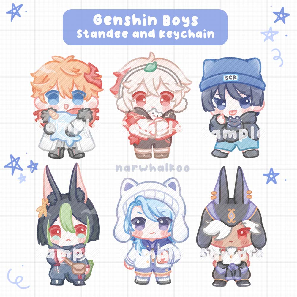 Jual Genshin Boys Standee and Keychain Fanmade Merch | Shopee Indonesia