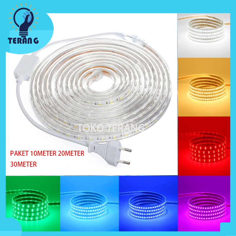 Jual PAKET Lampu Led Strip Selang 5050 10m 20m 30 meter (lampu strip+ ...