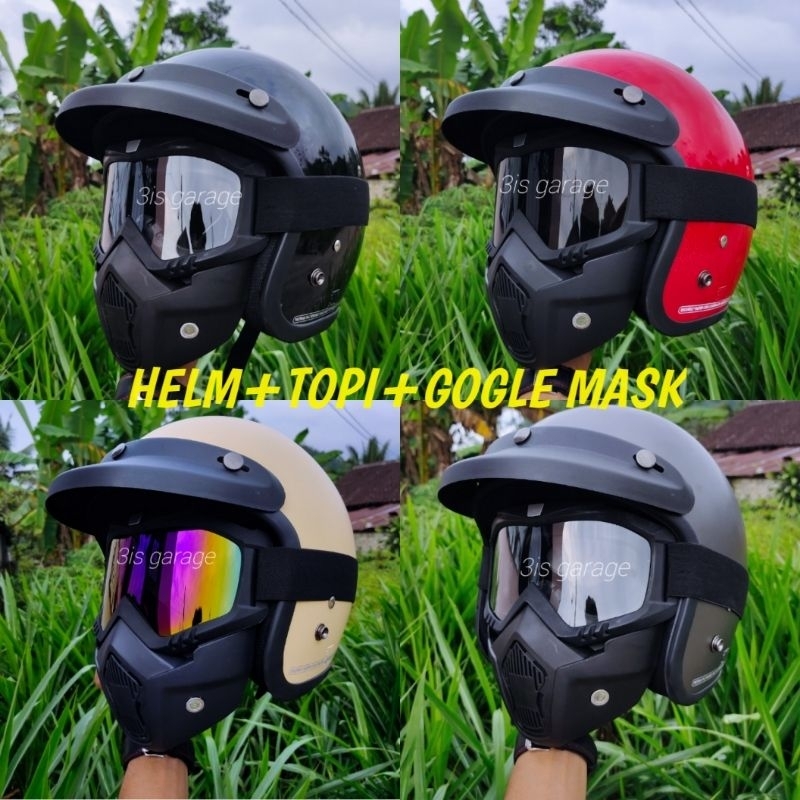 Jual HELM RETRO BOGO GOGLE MASK TOPENG | Shopee Indonesia