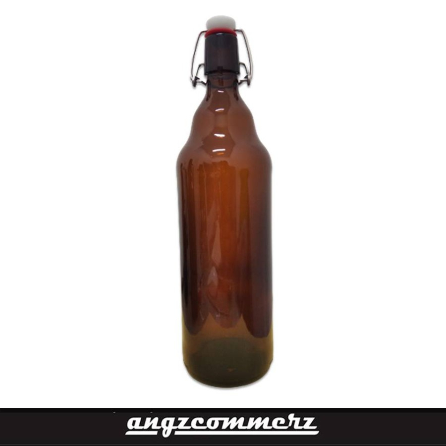 Jual Botol Kaca Amber 1 liter Tutup Swing Lid Snap Cap 1000ml Botol ...