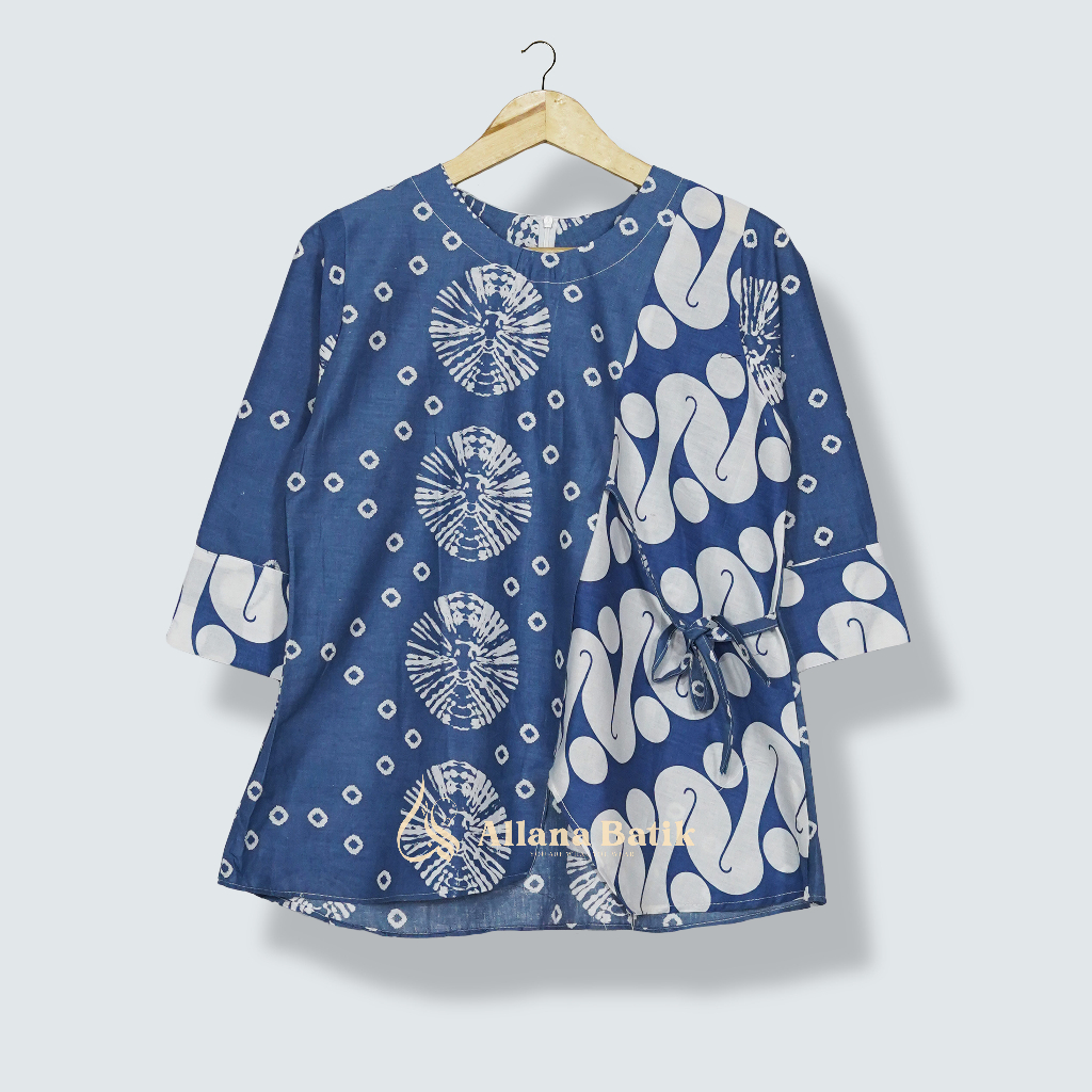 Jual tey-17 Batik wanita ASJ SA HRB026 Kenongo Kemeja Tosca Pendek | Shopee Indonesia