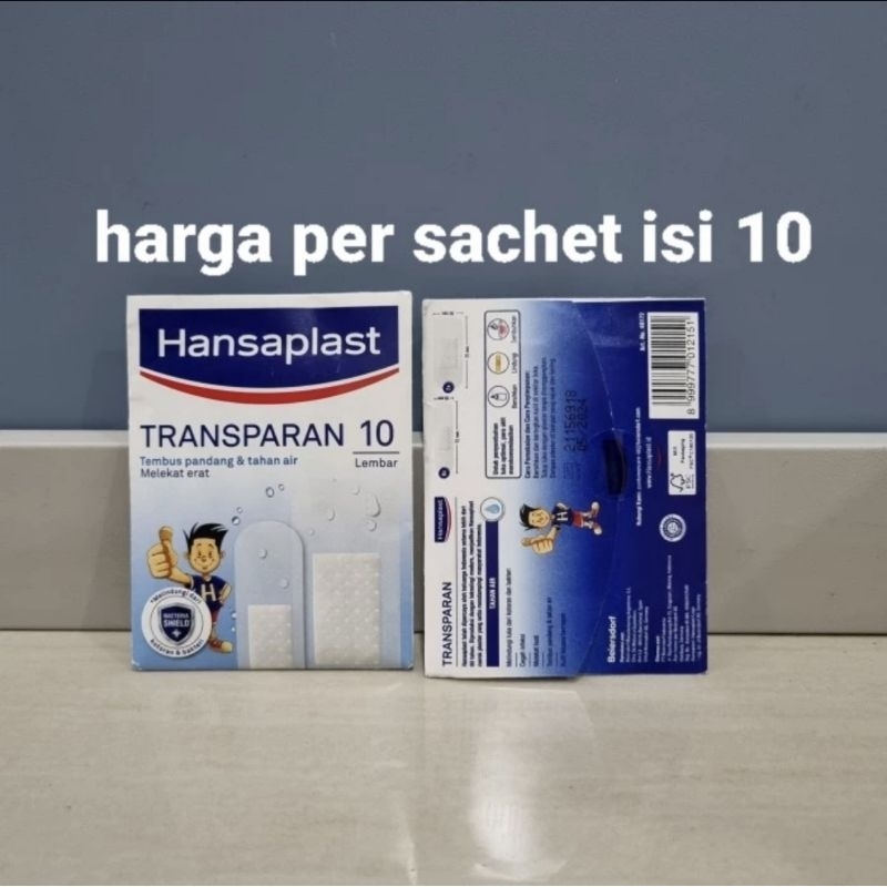 Jual HANSAPLAST plaster plester Transparan tembus pandang waterproof kedap air isi 10 lembar ...