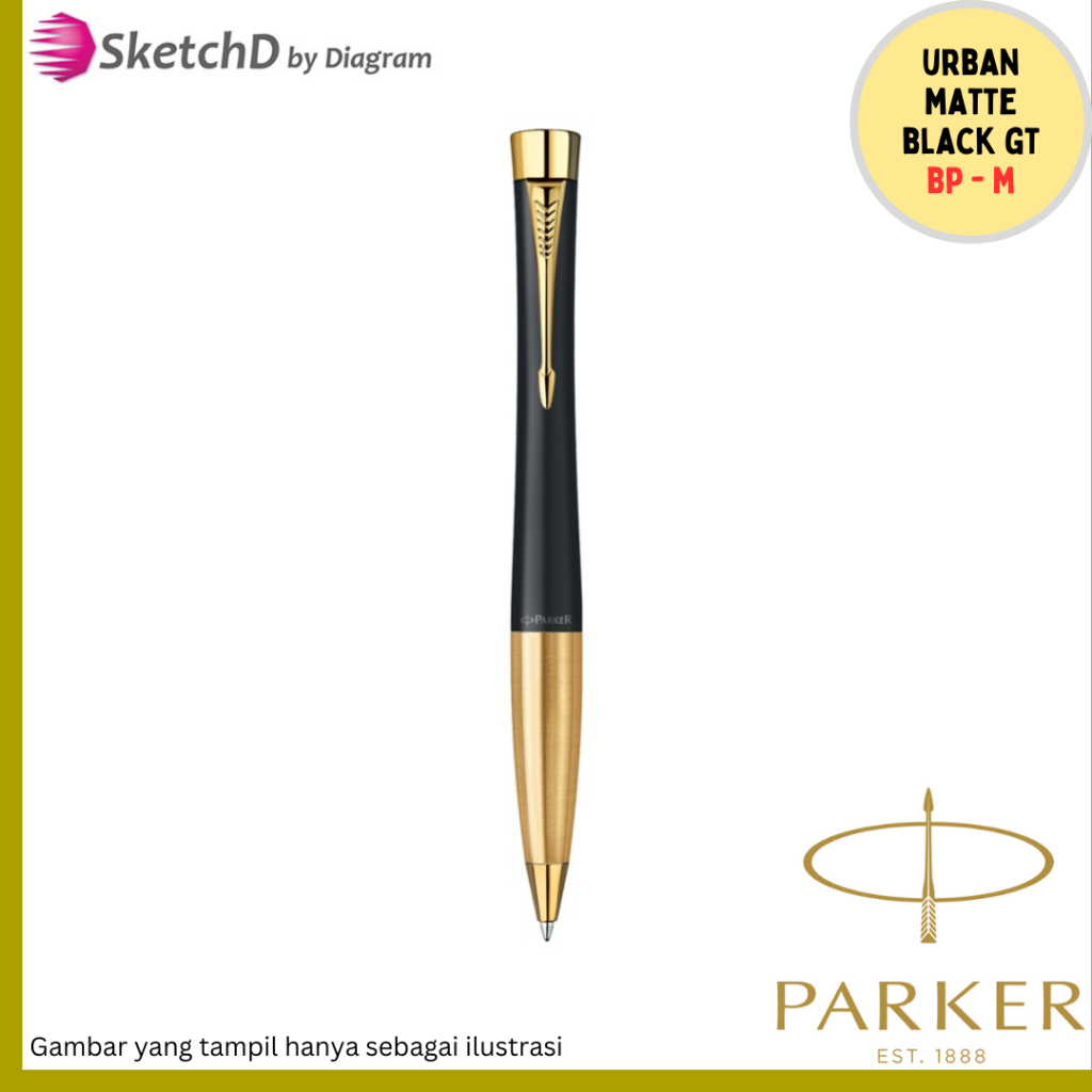 Jual Parker Urban Matte Black Gold Trim GT BP - Ballpoint Ball Point ...
