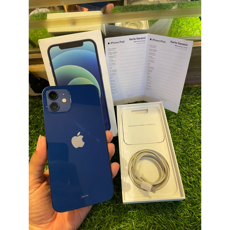 Jual iPhone 12, Blue, 128gb Fullset Original ibox | Shopee Indonesia