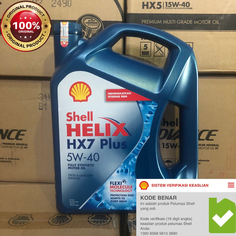 Jual Oli Mesin Shell Helix HX7 PLUS SAE 5W-40 4 Liter Bensin Galon HX7 ...