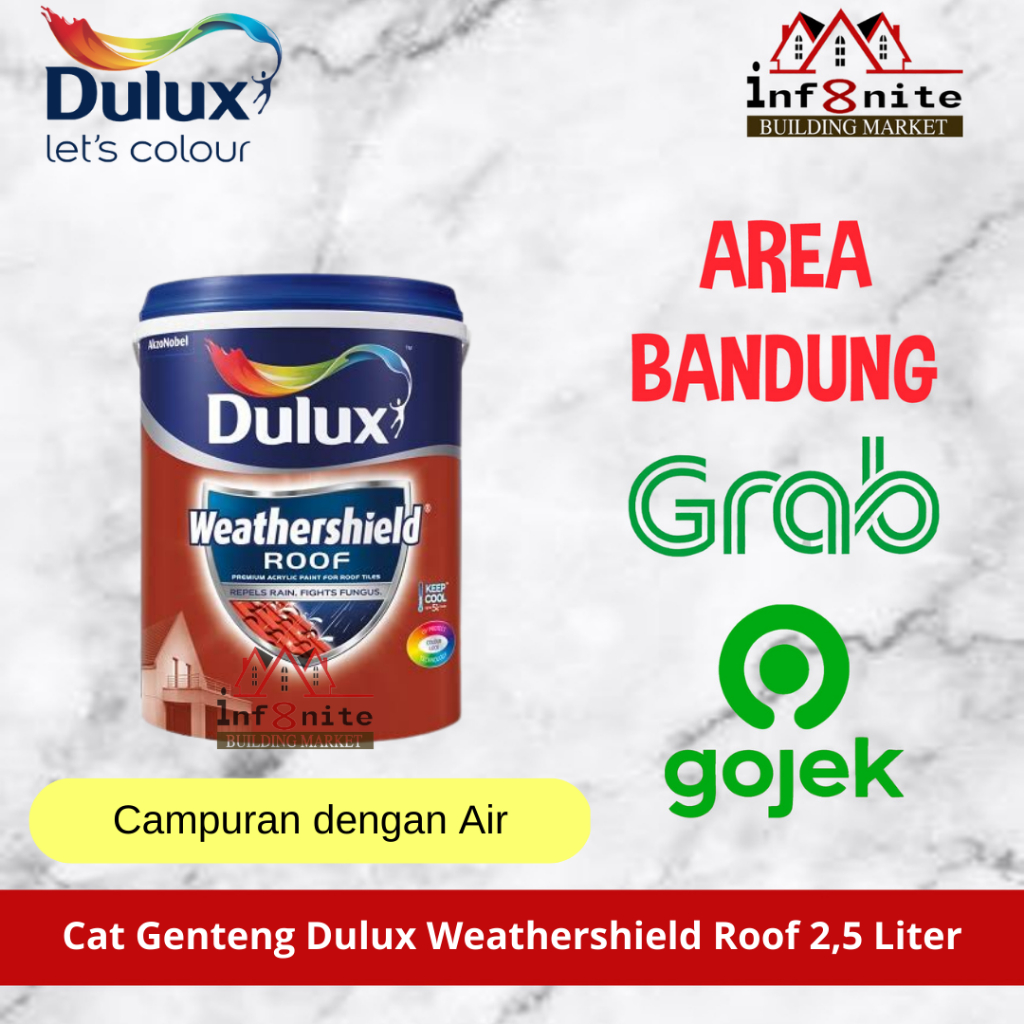 Jual Cat Genteng Dulux Weathershield Roof Paint 2.5 Liter Cat Asbes GRC ...