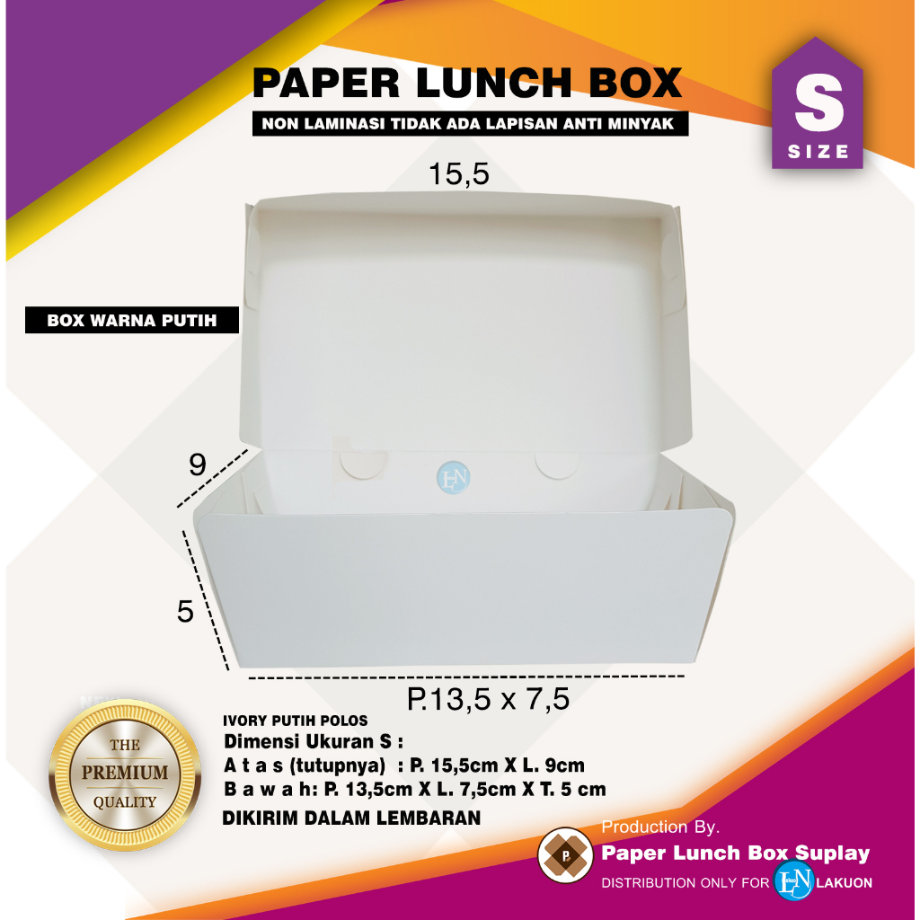 Jual PAPER LUNCH BOX UKURAN S IVORY ECO NON LAMINASI | Shopee Indonesia