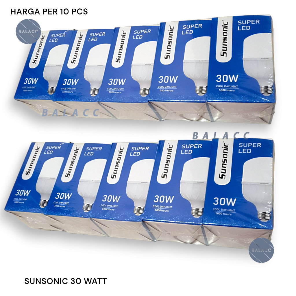 Jual Lampu Led Sunsonic 30 Watt 30w Cahaya Putih Paket 10 Pcs | Shopee ...