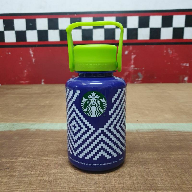 Jual Starbucks plastic reusable colourful weave water Bottle 1 Liter ...