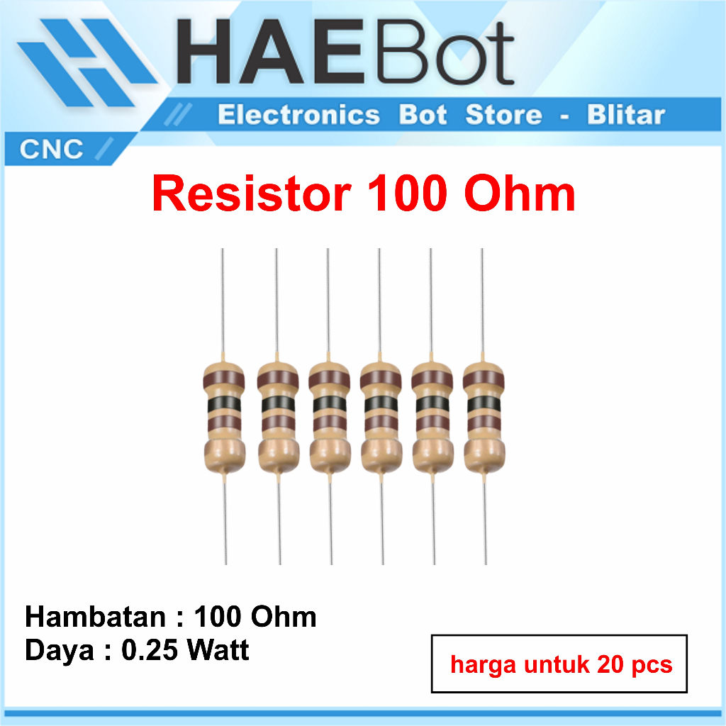 Jual [HAEBOT] Resistor Tahanan 100 Ohm 1/4 Watt 0.25 Watt 100Ohm Penghambat Carbon Karbon Film ...