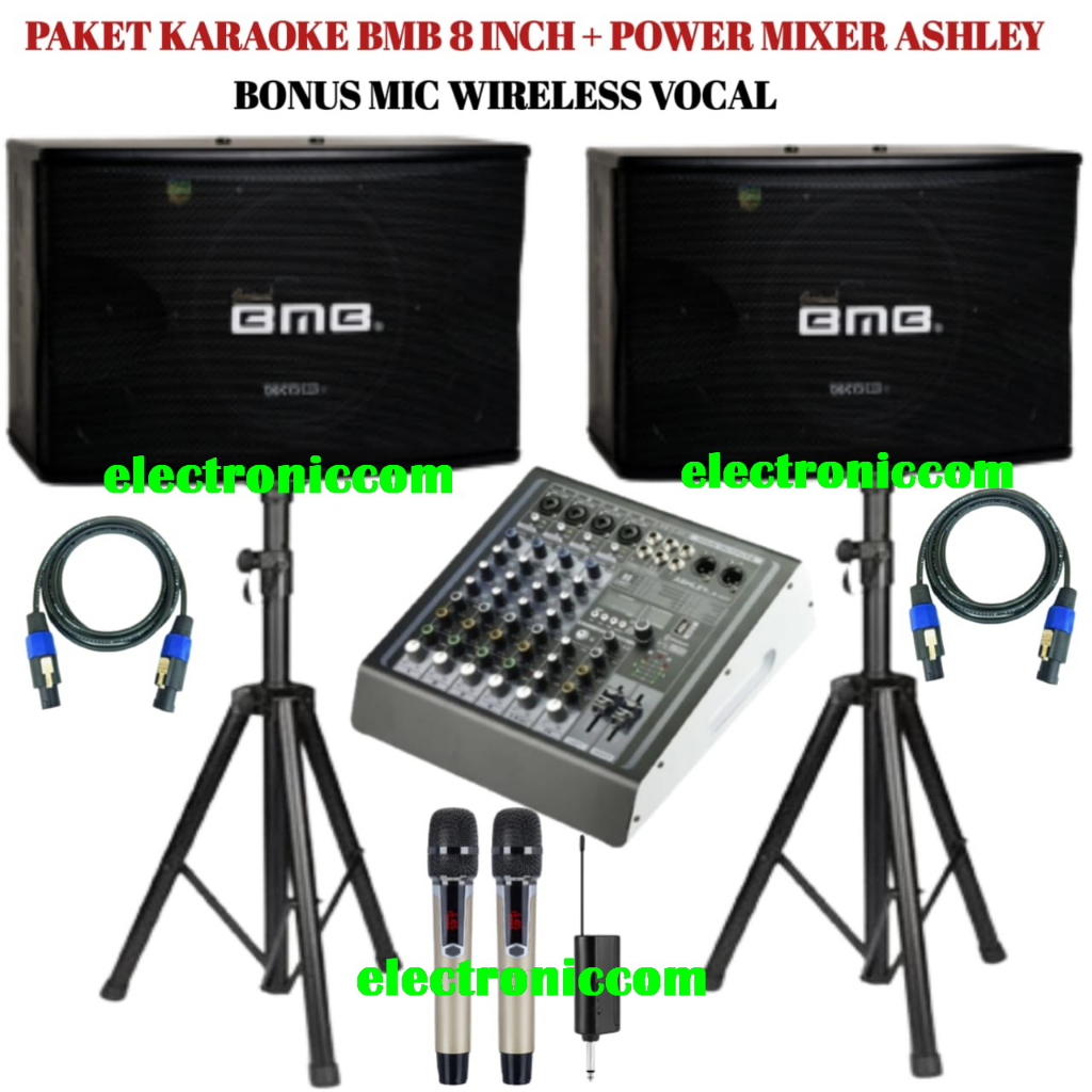 Jual paket karaoke BMB 8 inch cs 252 v komplit power mixer Ashley 6 ...