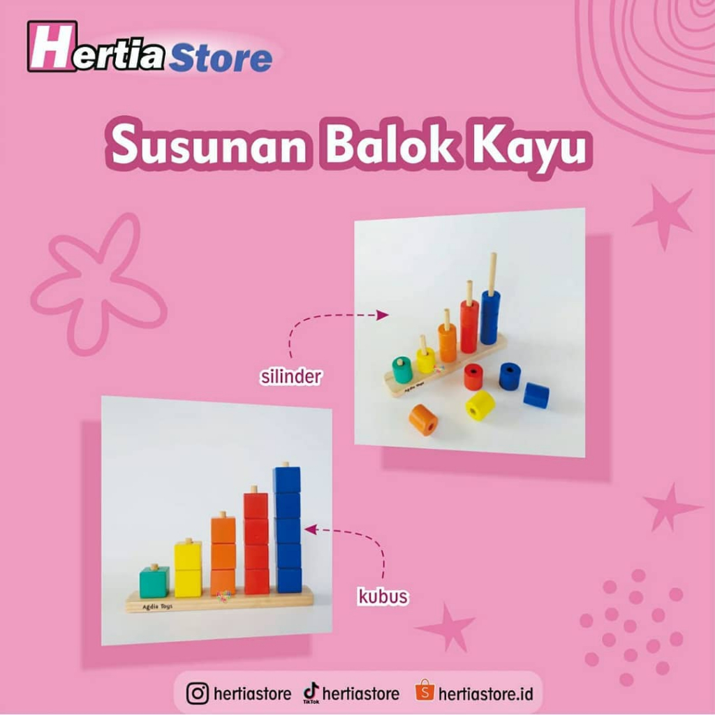 Jual [hertiastore] Susunan Balok Kayu | Tangga Silinder Tangga Balok ...