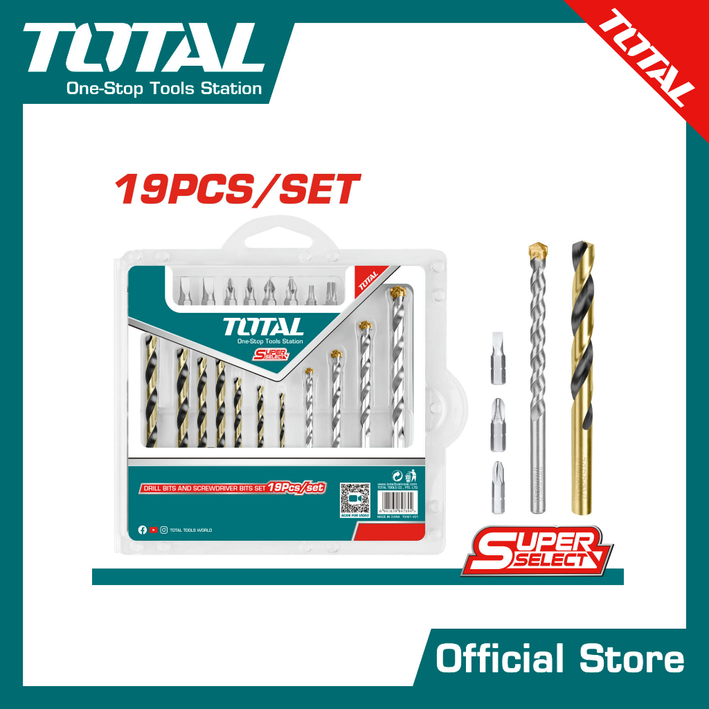 Jual Mata Bor set 19pcs TOTAL TACSDB1901 Besi Beton Obeng Metal Screw ...