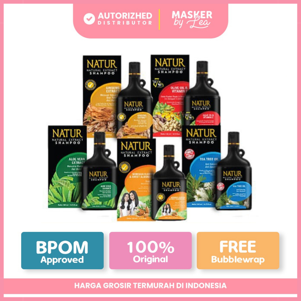 Jual NATUR Hair Shampoo Natural Extract Ginseng | Aloe Vera | Tea Tree Oil | Olive Oil & Vitamin ...