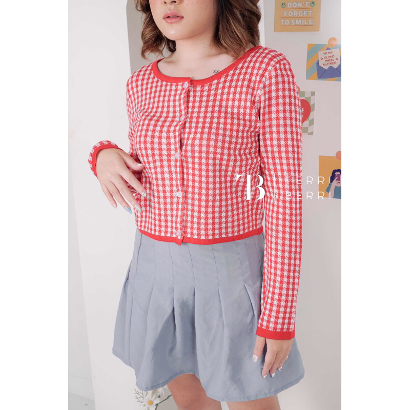 Jual Yoona Gingham Crop Cardigan Korea Cardigan Catur Motif Kotak PREMIUM Korean Outer | Shopee ...