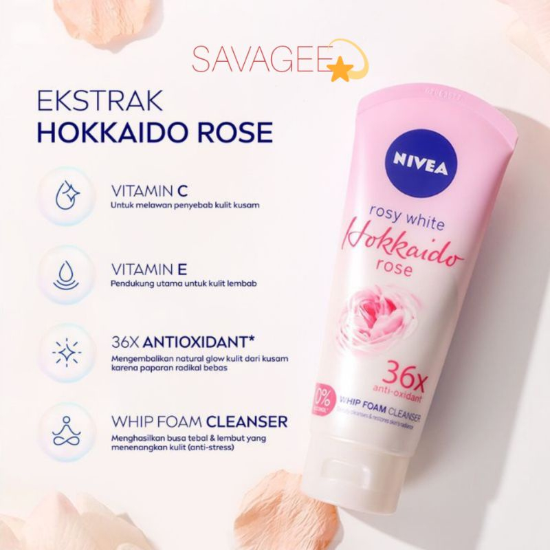 Jual NIVEA ROSY WHITE HOKKAIDO ROSE WHIP FOAM CLEANSER 100ML | TEKSTUR ...