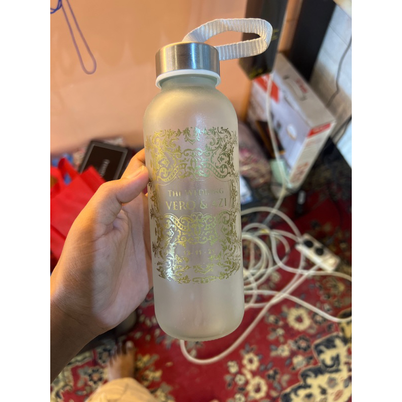 Jual SOUVENIR TUMBLR BOTOL KACA DOFF CUSTOME LOGO DAN NAMA WEDDING ...