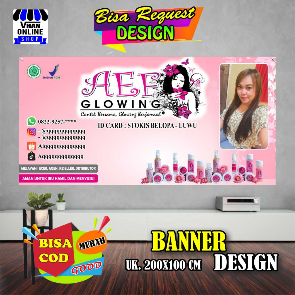Jual Spanduk Banner Jualan Skincare Aef Glowing, Produk Kecantikan ...