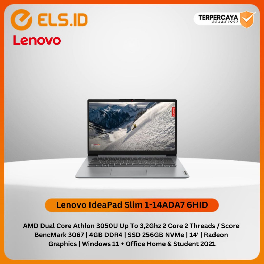 Jual Laptop Lenovo IdeaPad Slim 1-14ADA7 6HID [Athlon 3050U-4GB-SSD 256GB] | Shopee Indonesia