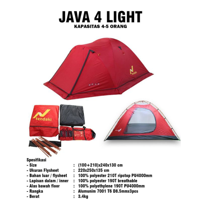Jual Tenda Camping Tendaki Borneo 4 Nsm 4 Java 4 Light Arundaya 4+ Air Java 4 Pro Kapasitas 4 5 ...