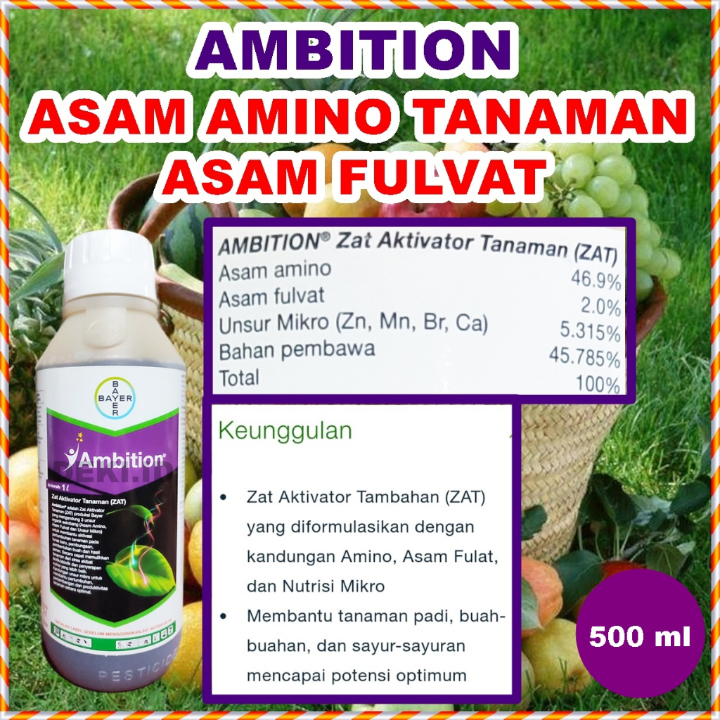 Jual Ambition Bayer 500 ml Pupuk Asam Amino Fulvat Zat Aktivator Tanaman Nutrisi Organik Cabe ...