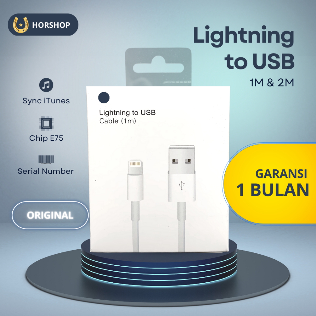 Jual Kabel Lightning 1M & 2M to USB Cable Charger casan | Shopee Indonesia