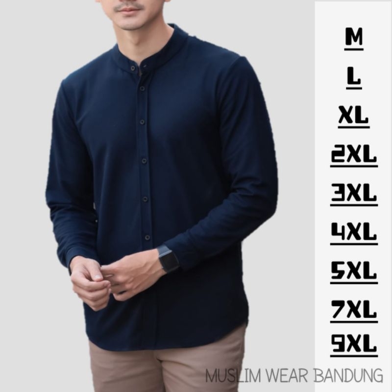 Jual baju kemeja cotton pique kerah shanghai jumbo big oversize navy m l xl xxl xxxl 2xl 3xl 4xl ...