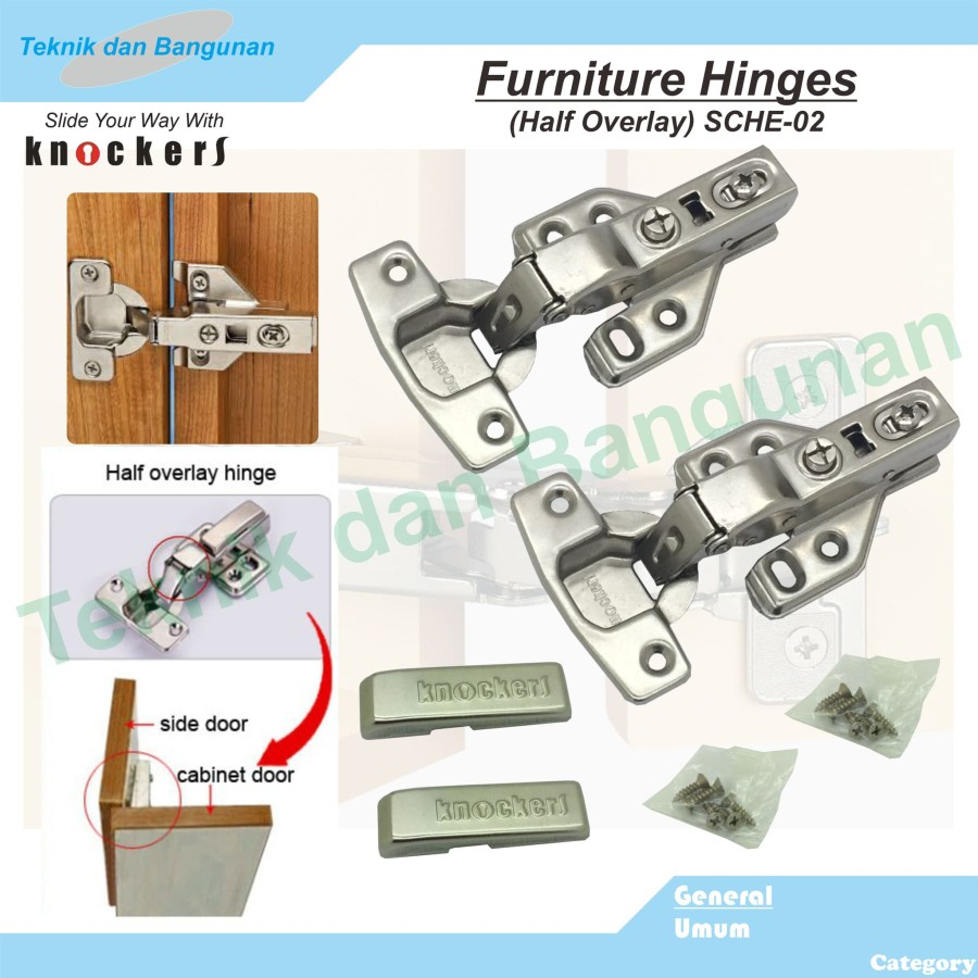 Jual Cabinet Hinges / Engsel Sendok Knockers SCHE-02 (Half Overlay ...