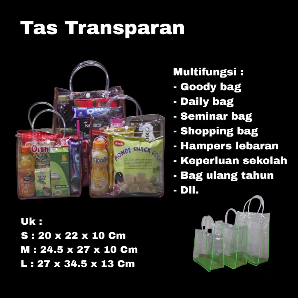 Jual TAS TRANSPARAN MULTIFUNGSI KETEBALAN 0.15 TERDAPAT LIST DAN ...