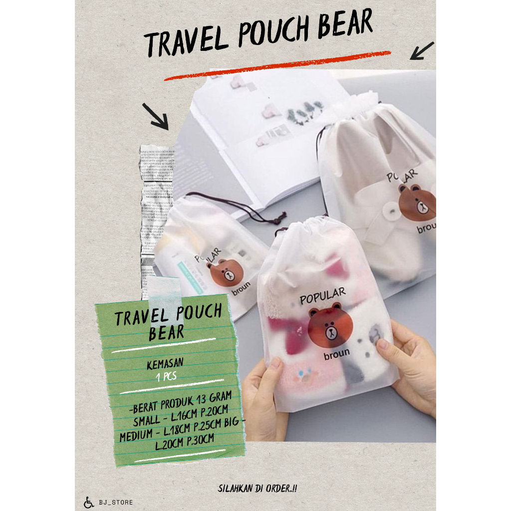 Jual MEGA SALE RAMADHAN| TRAVEL POUCH BEAR|Travel Pouch Organizer ...