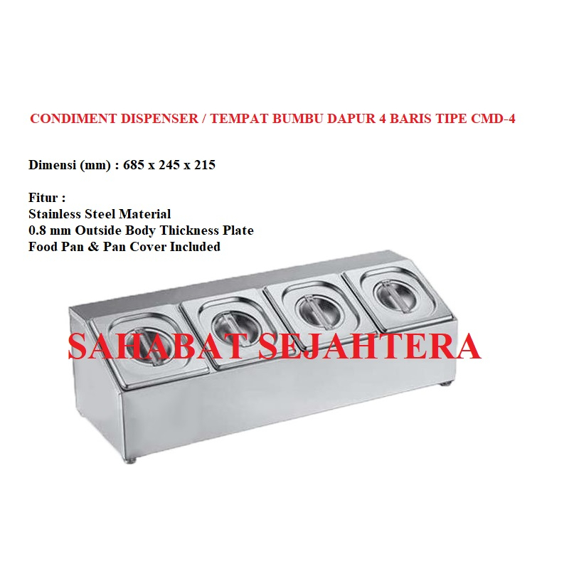 Jual Condiment Dispenser / Tempat Bumbu Dapur 4 Baris TIPE CMD-4 / CMD ...