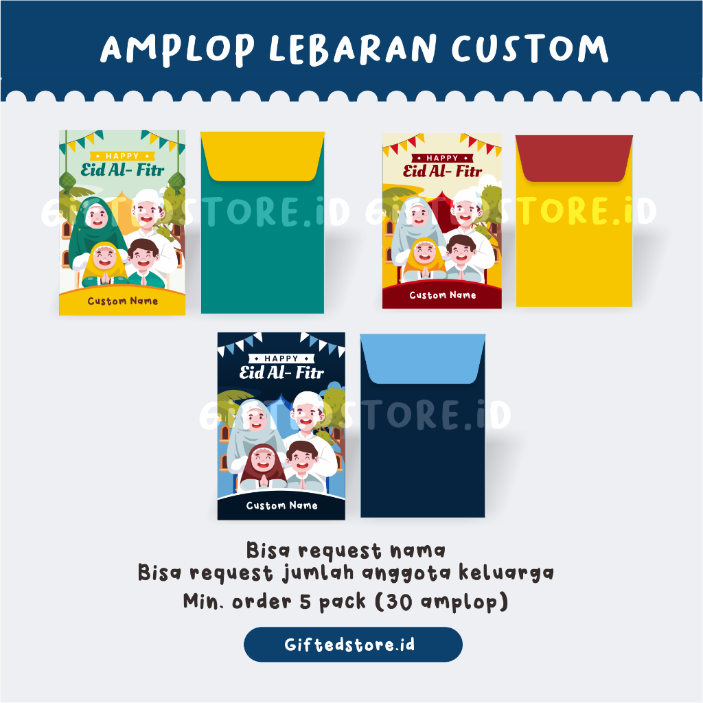 Jual Amplop Lebaran Custom nama dan gambar (30 pcs) | Shopee Indonesia